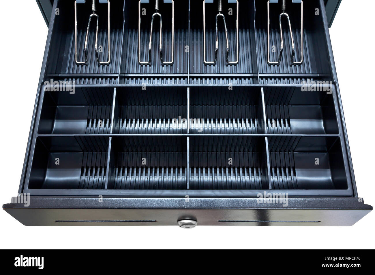 Image is empty cash register on white background Stock Photo - Alamy