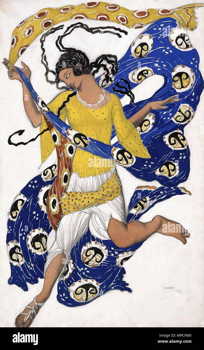 Bakst Leon - the Butterfly - Costume Design for Anna Pavlova Stock ...