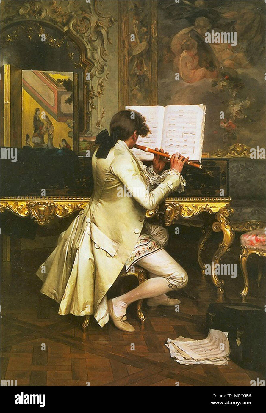 Bargue Charles - the Flute Player Stock Photo - Alamy