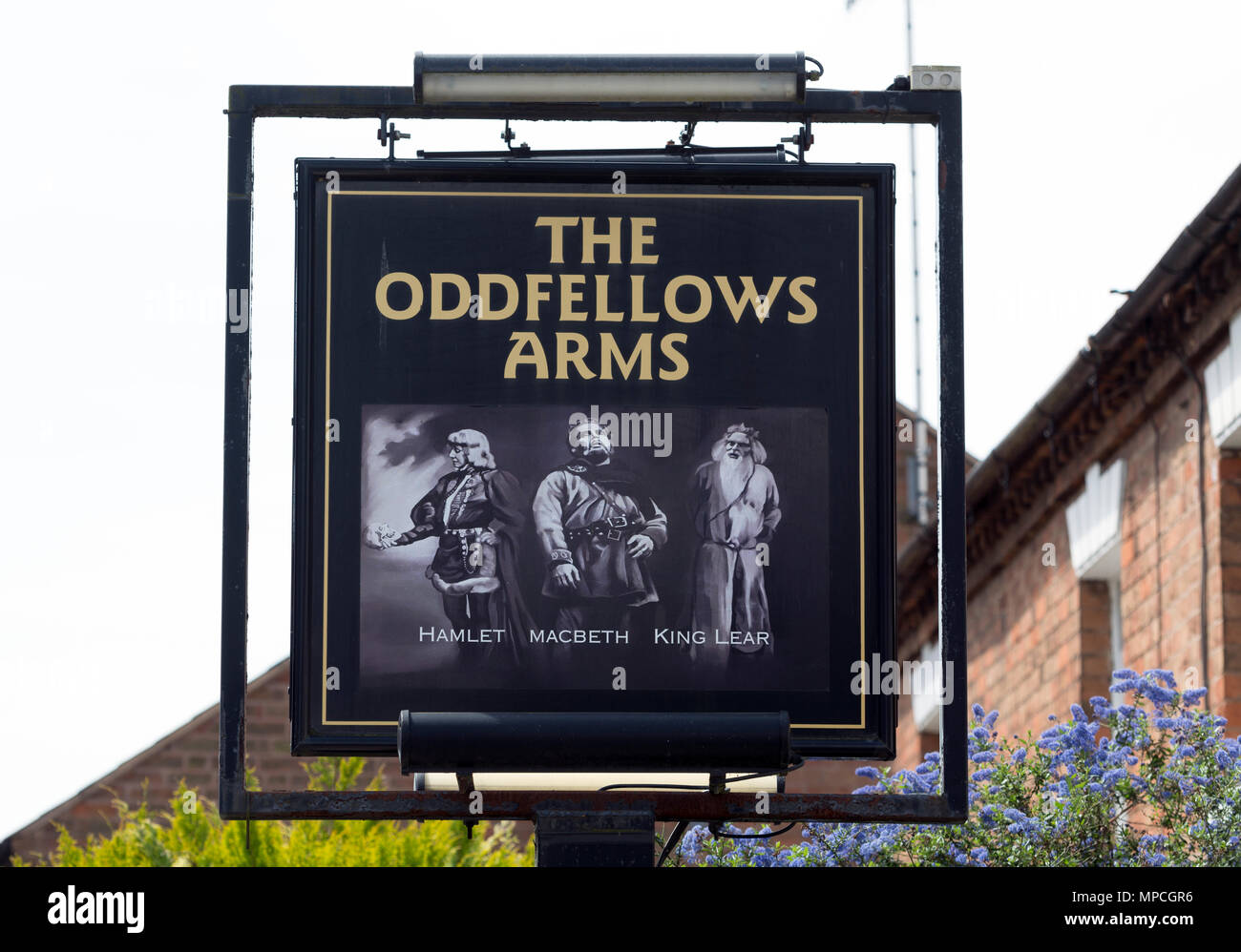 The Oddfellows Arms pub sign, Stratford-upon-Avon, Warwickshire, UK ...