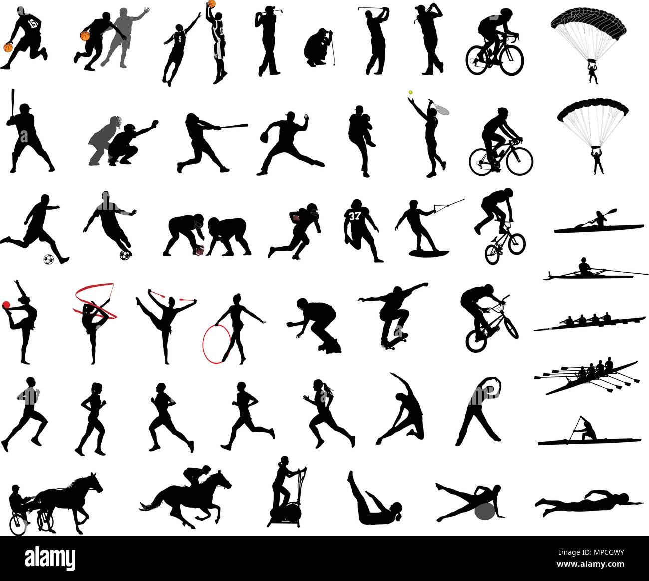 sport silhouettes collection - vector Stock Vector Image & Art - Alamy