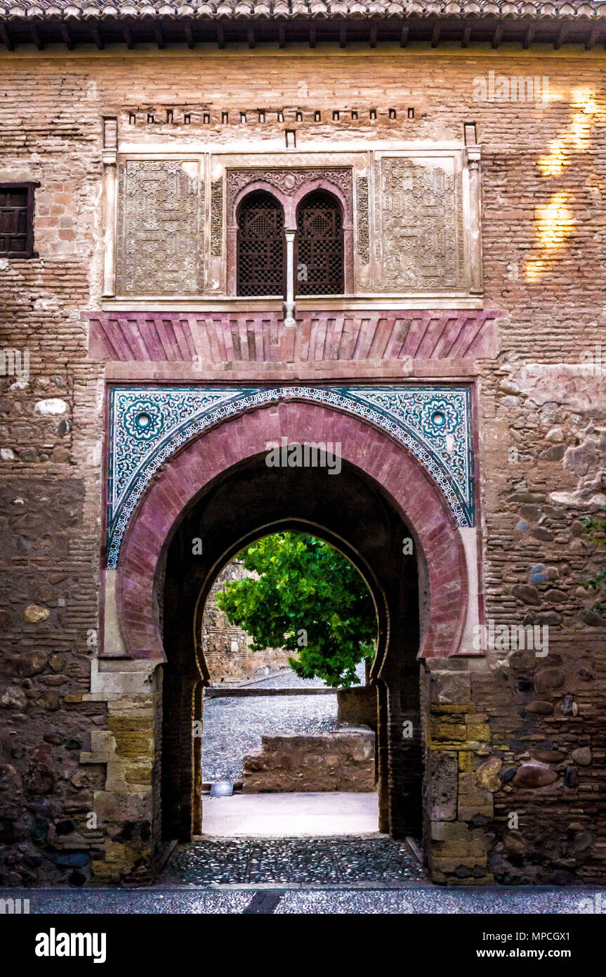 Entrance muslim door of the Alhambra in Granada in Spain Stock Photo ...