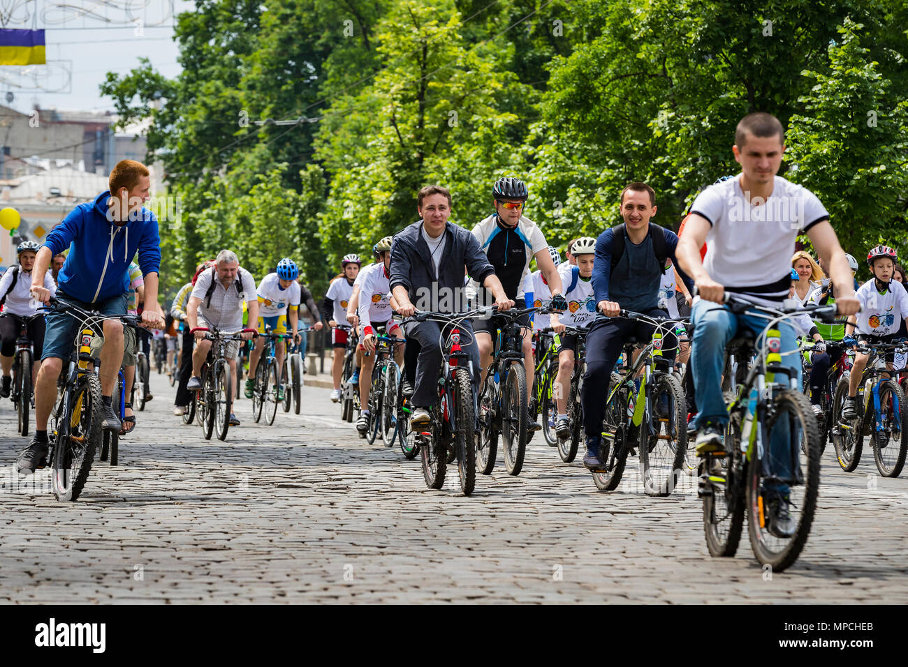 KHARKIV, UKRAINE - 20 MAY , 2018: Annual spring city cycling holiday ...