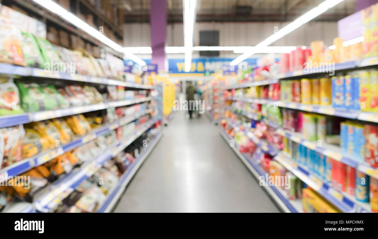 wide view blurred motion of supermarket department store in China Stock ...