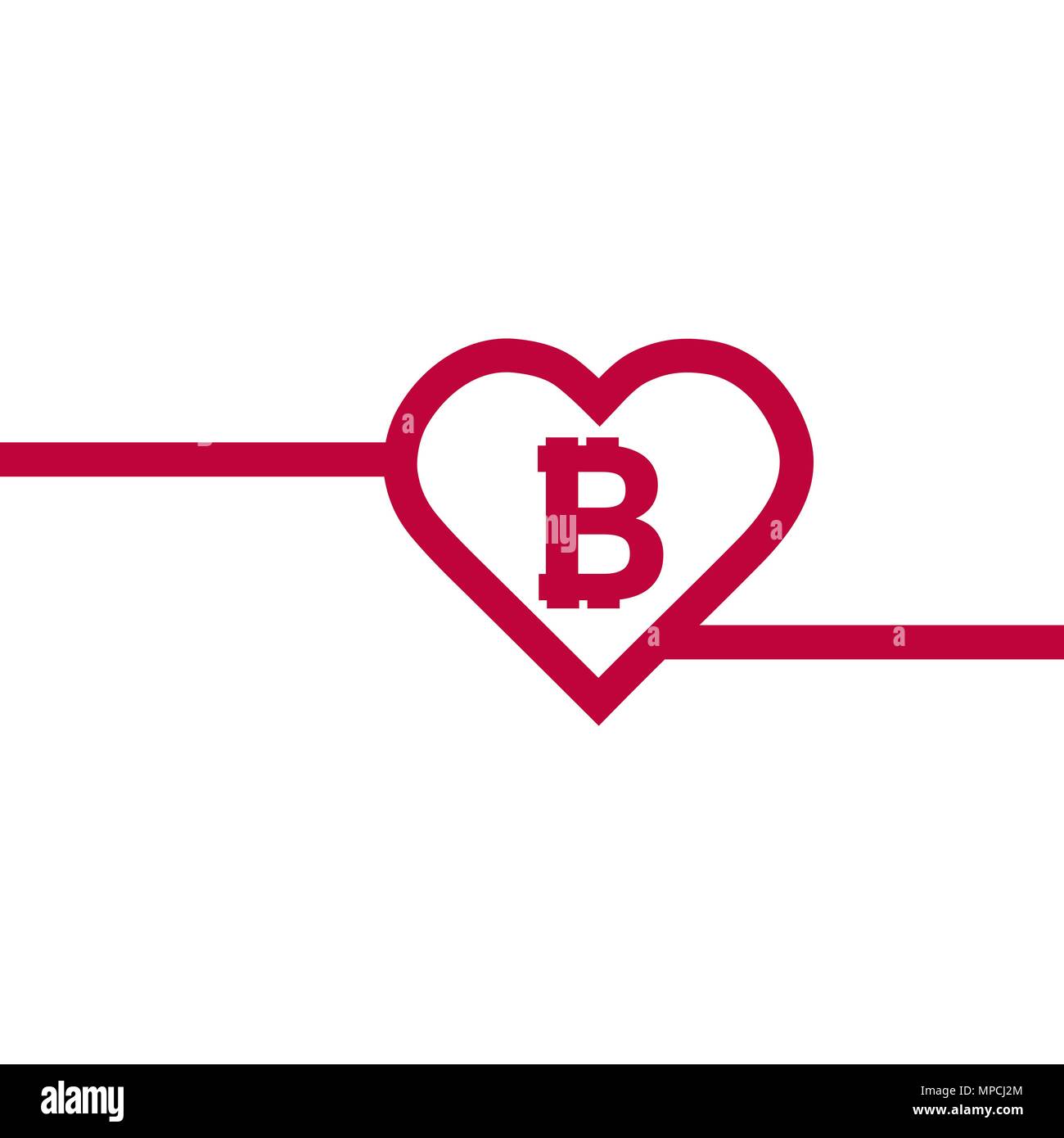 Illustration of a long shadow heart with a bitcoin sign Stock Vector ...