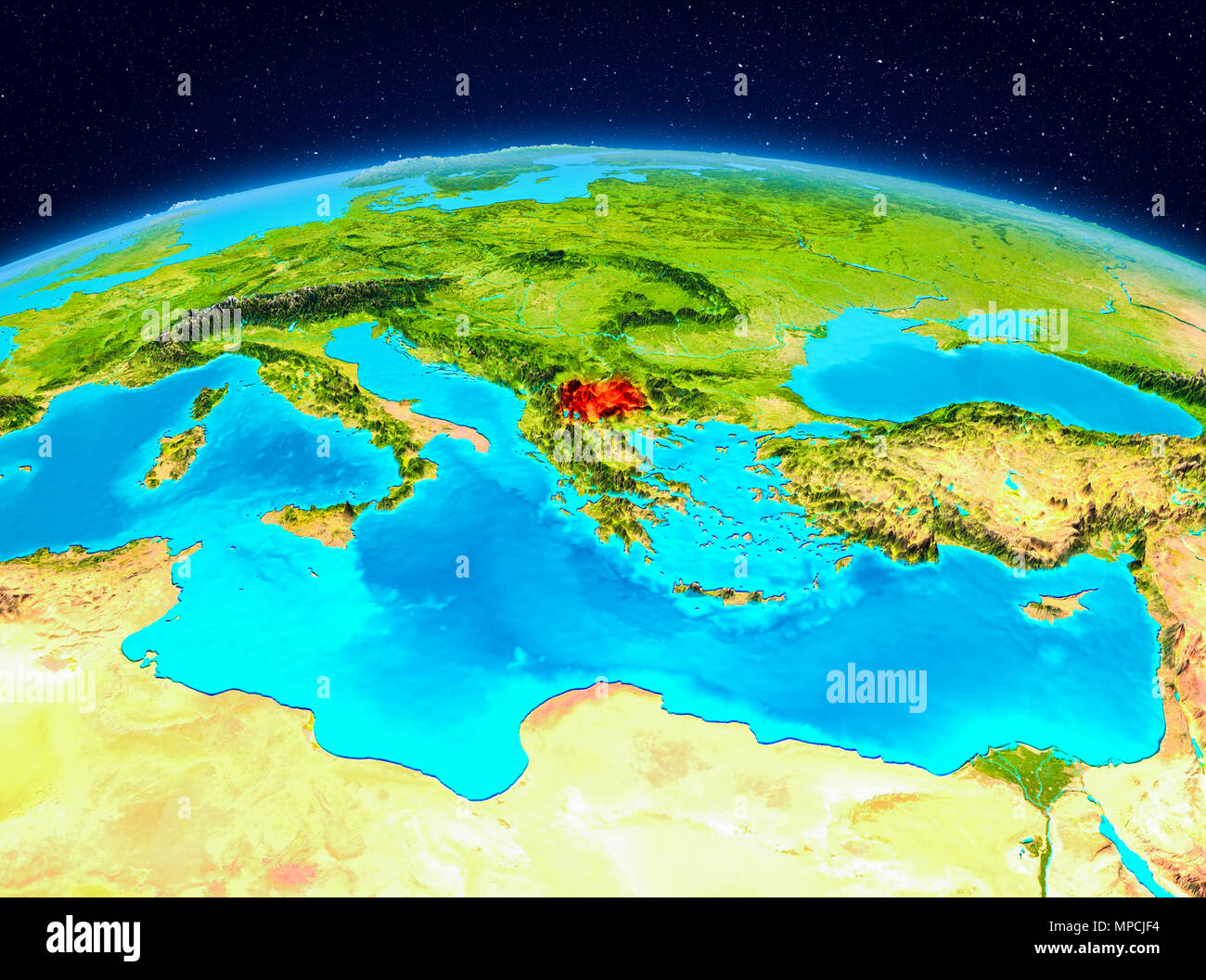 Highlighted satellite image of macedonia hi-res stock photography and ...