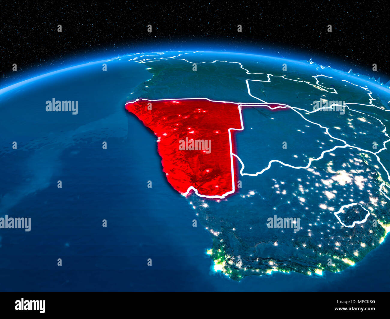 Highlighted satellite image of namibia hi-res stock photography and images - Alamy