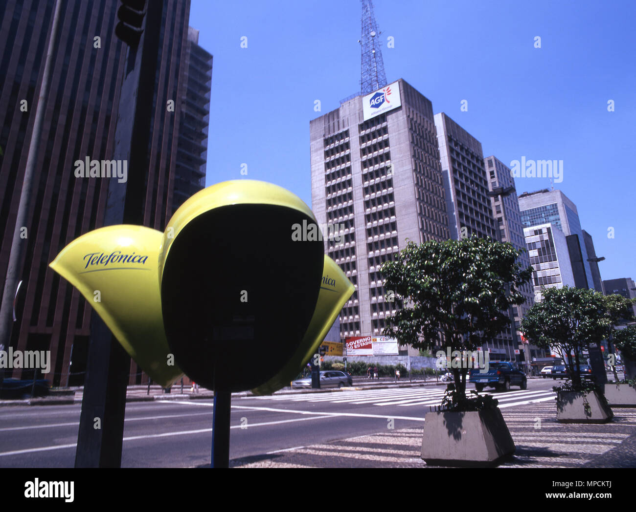 Public telephone, Telefonica, Paulista Avenue, Sao Paulo, Brazil Stock ...