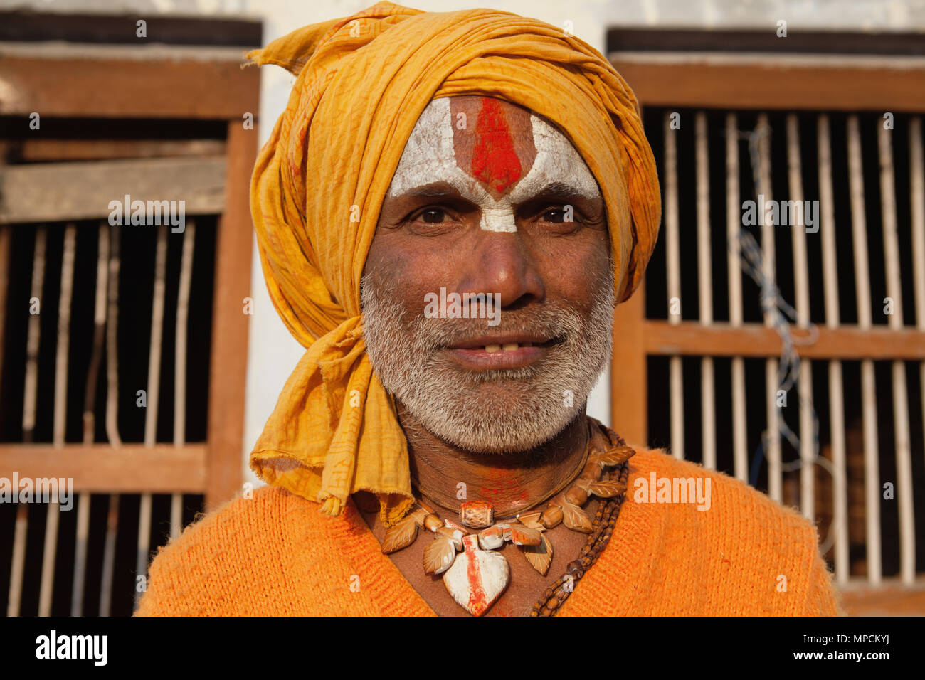 India, Uttar Pradesh, Ayodhya, Portrait of a saddhu holy man Stock ...