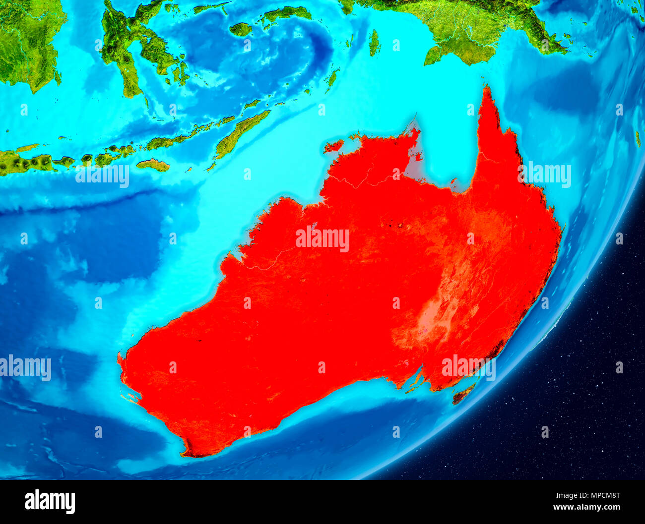 Map of Australia as seen from space on planet Earth. 3D illustration ...