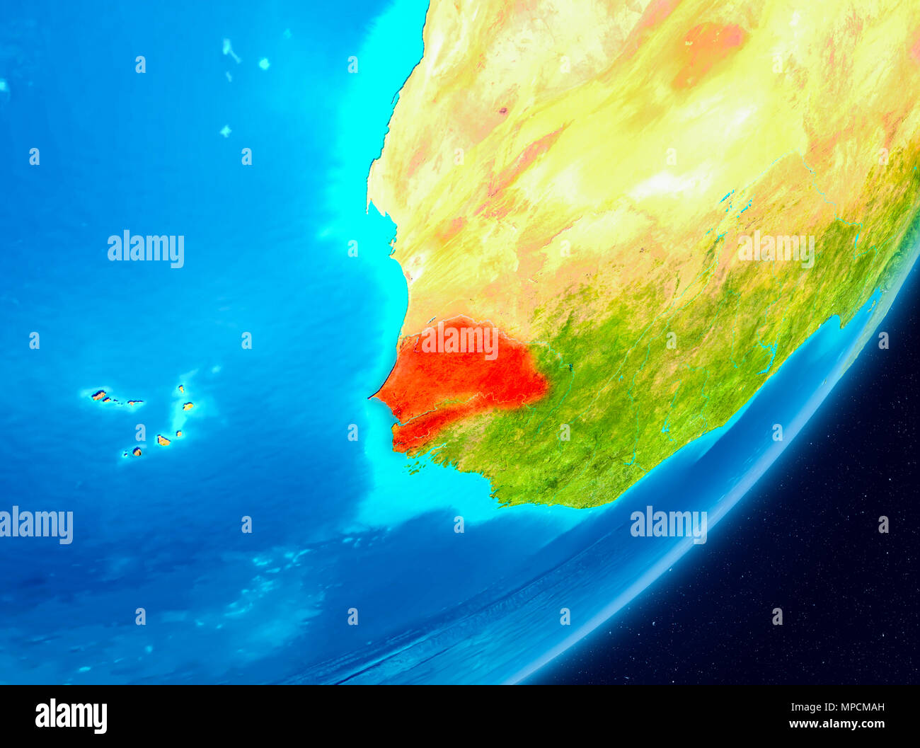 Highlighted satellite image of senegal hi-res stock photography and ...