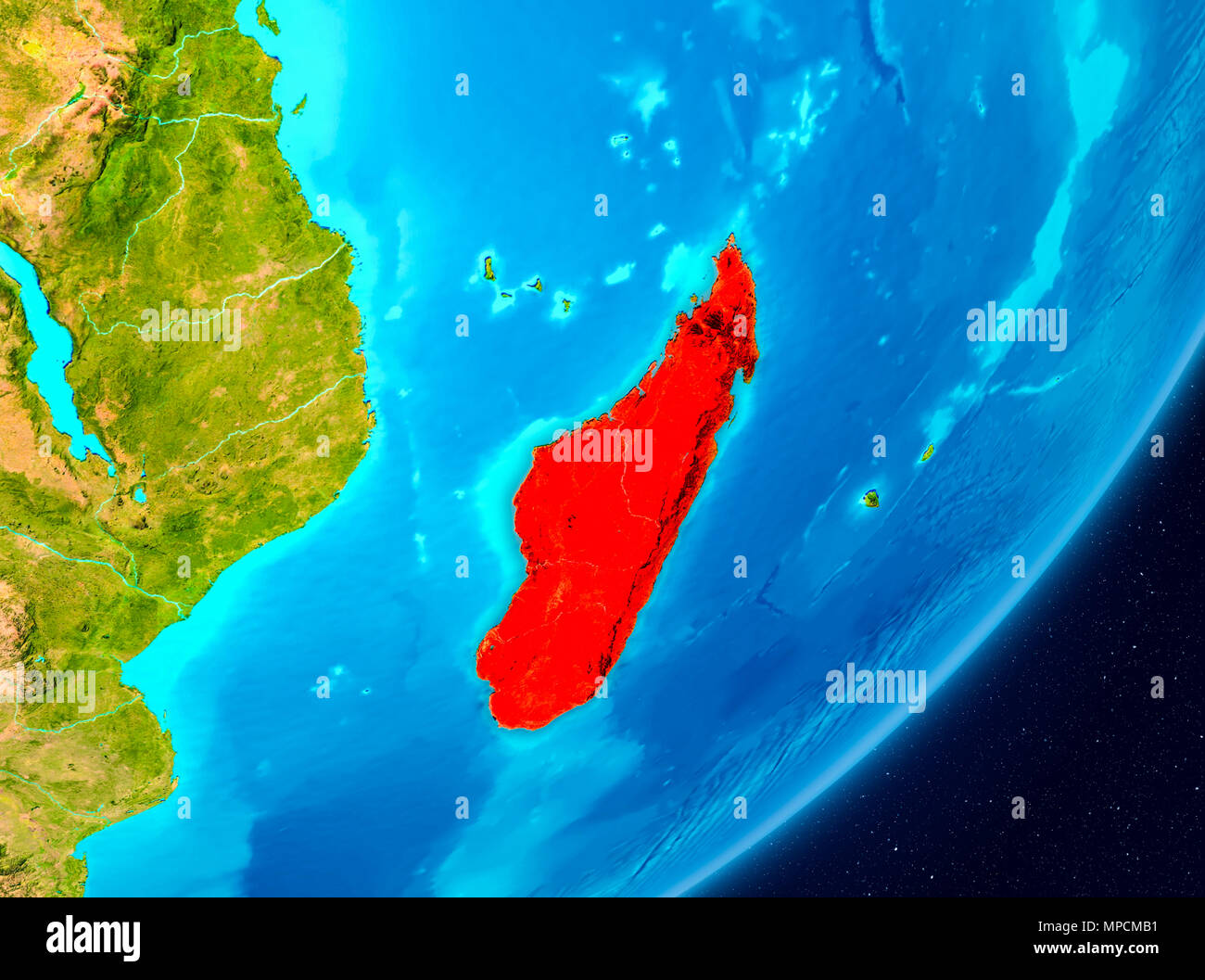Highlighted satellite image of madagascar hi-res stock photography and ...
