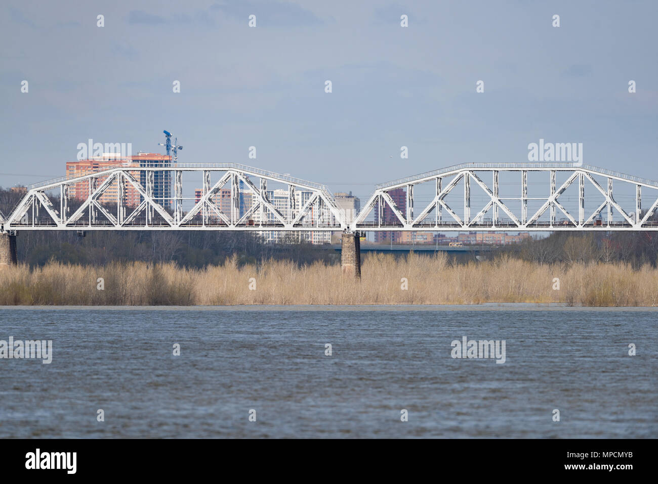Iron railway bridge over the river Stock Photo - Alamy