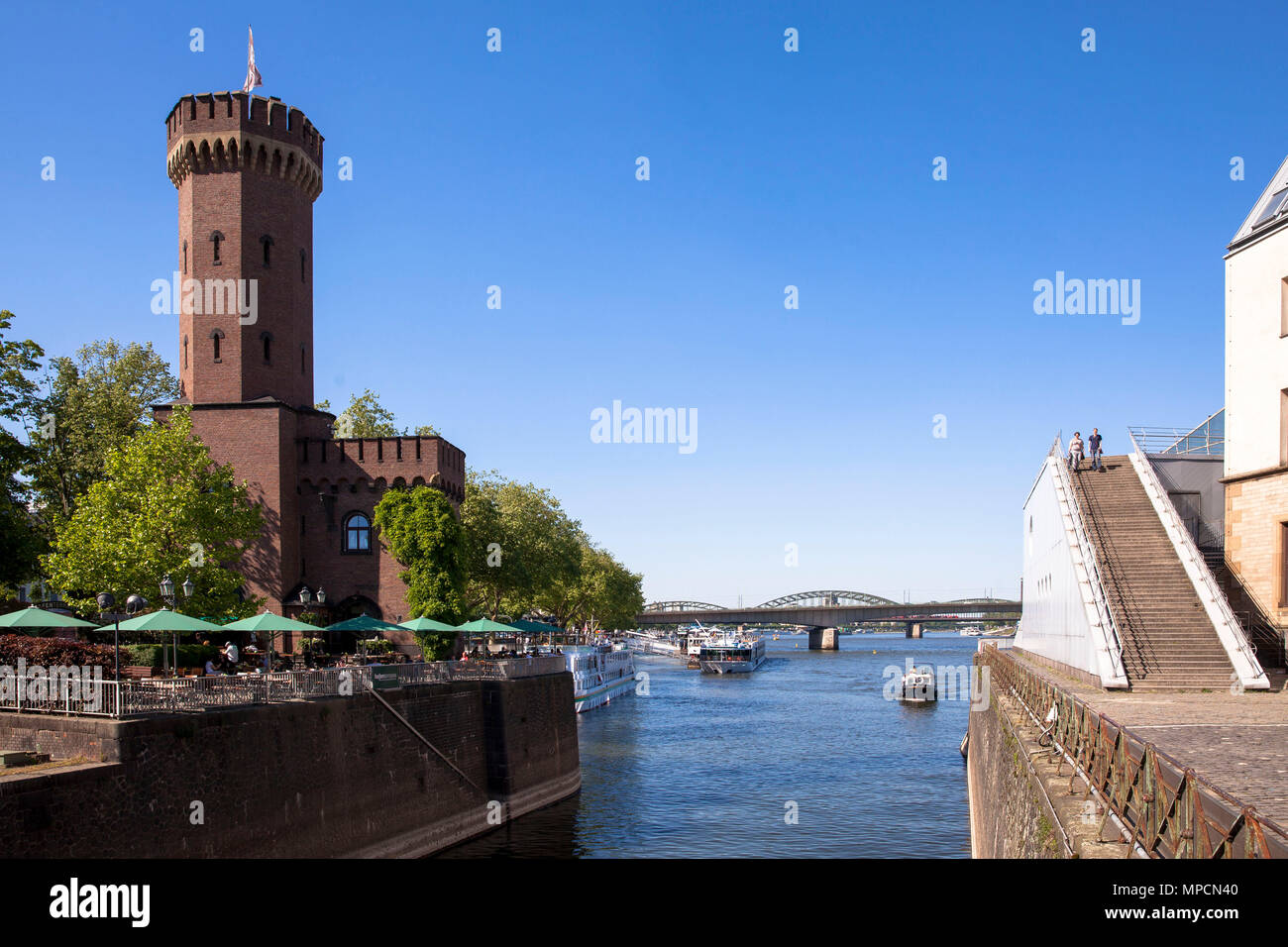 Germany, Cologne, the Malakoff tower at the Rheinau harbour, on the ...