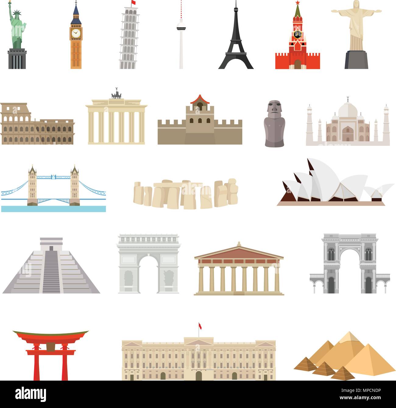 Countries of the world. Architecture, monument or landmark icon Stock ...