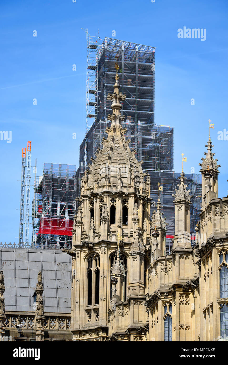 Elizabeth Tower, Big Ben, shrouded in scaffolding during renovation ...
