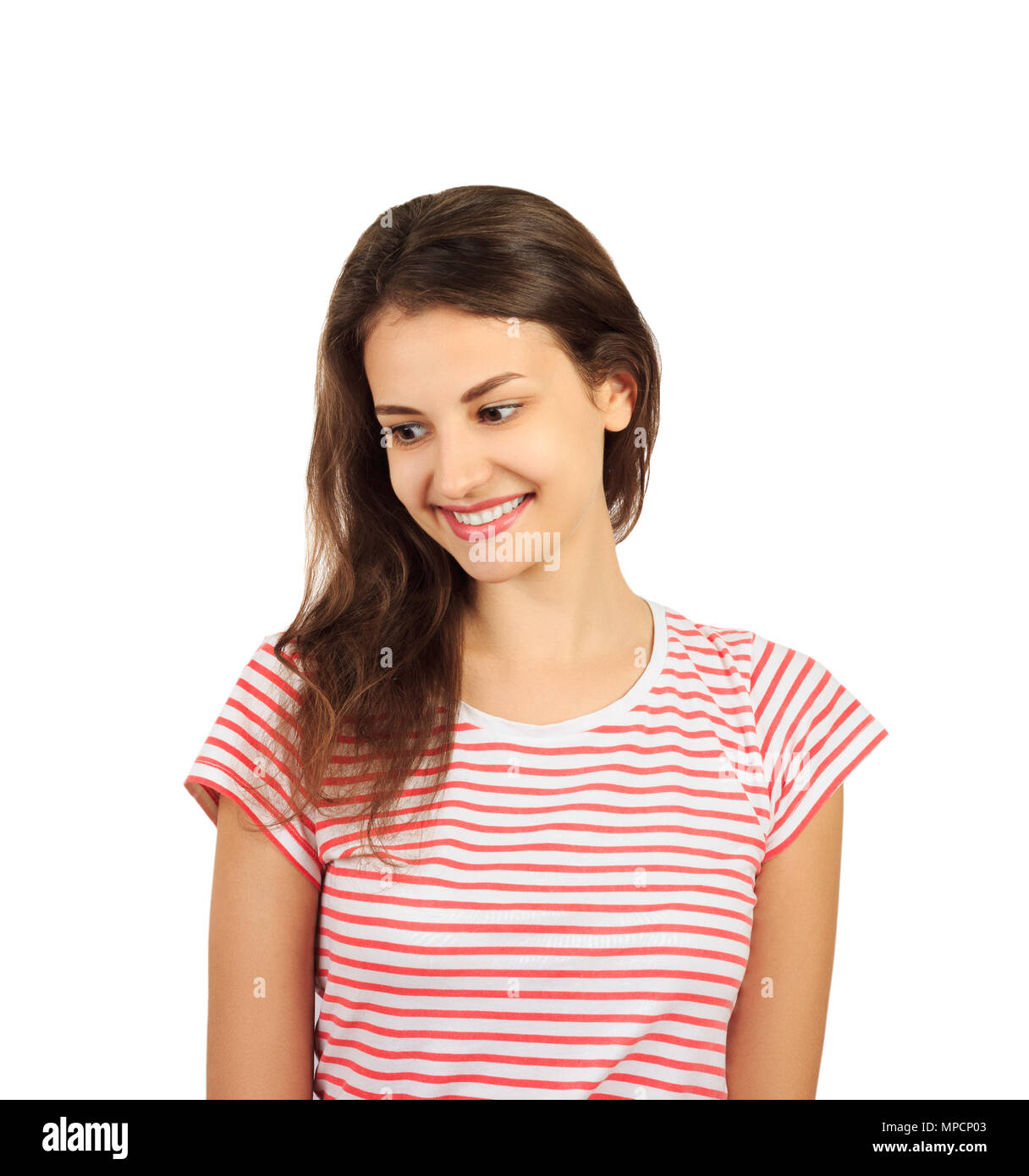 closeup of a pretty young thoughtful woman. emotional girl isolated on ...