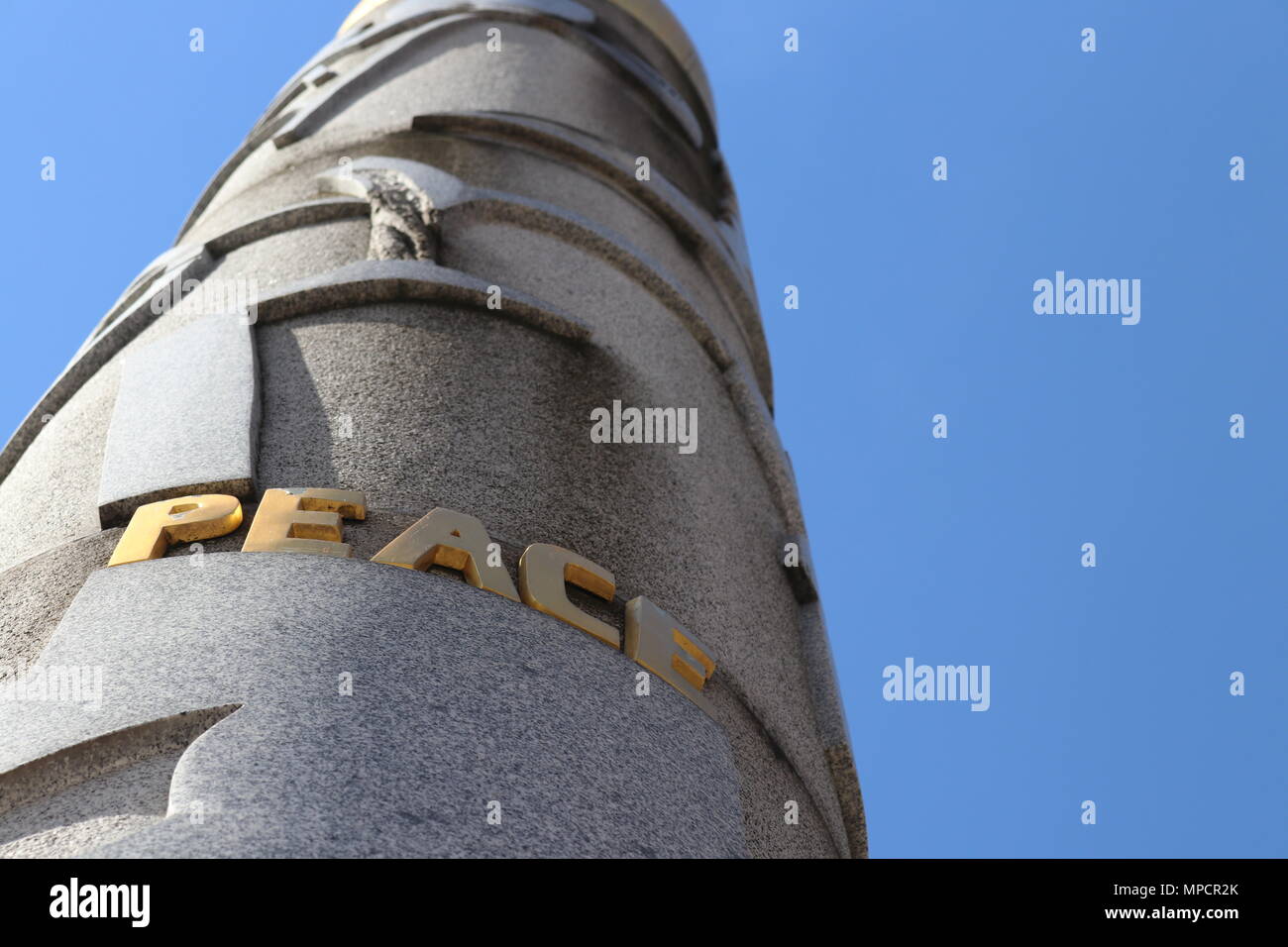 Peace letters on a column Stock Photo - Alamy
