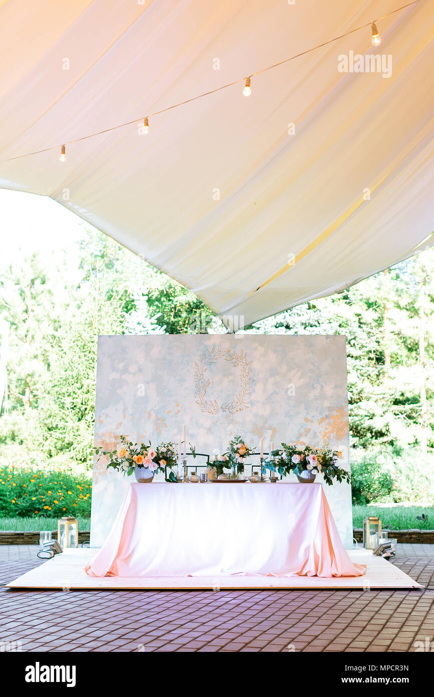 arrangement, design concept. gorgeous wedding table setting for two ...