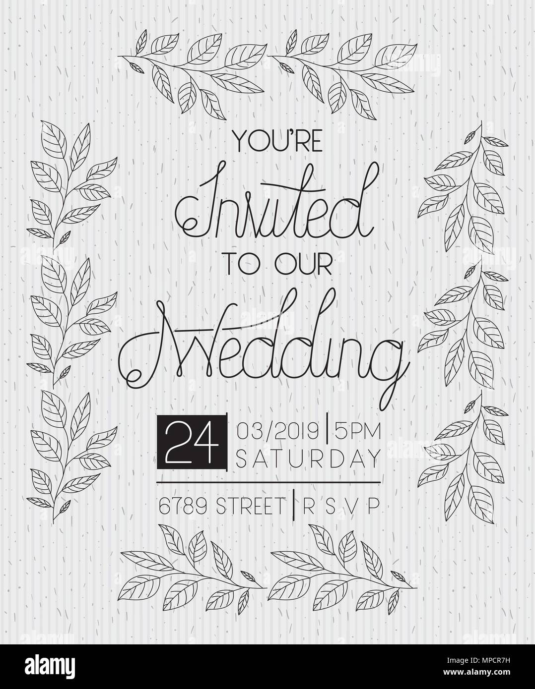 Wedding And Married Invitation Card With Floral Frame Vector