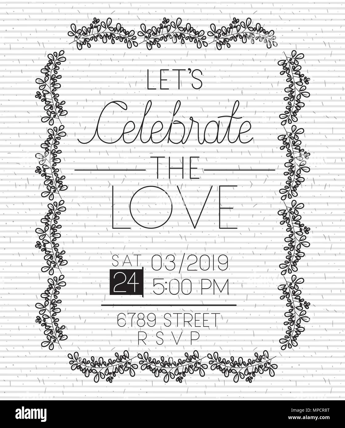 Wedding And Married Invitation Card With Floral Frame Vector