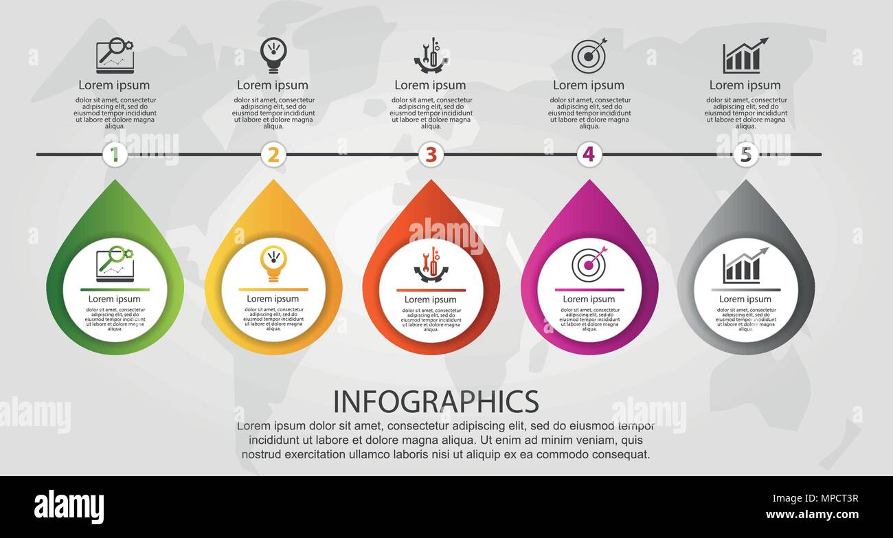 Modern vector illustration 3d. Timeline infographics template with five ...