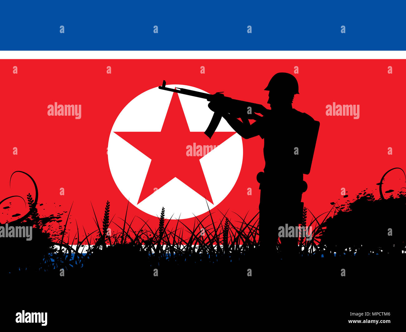 North Korea Army Military Confrontation 3d Illustration. DPRK Infantry ...