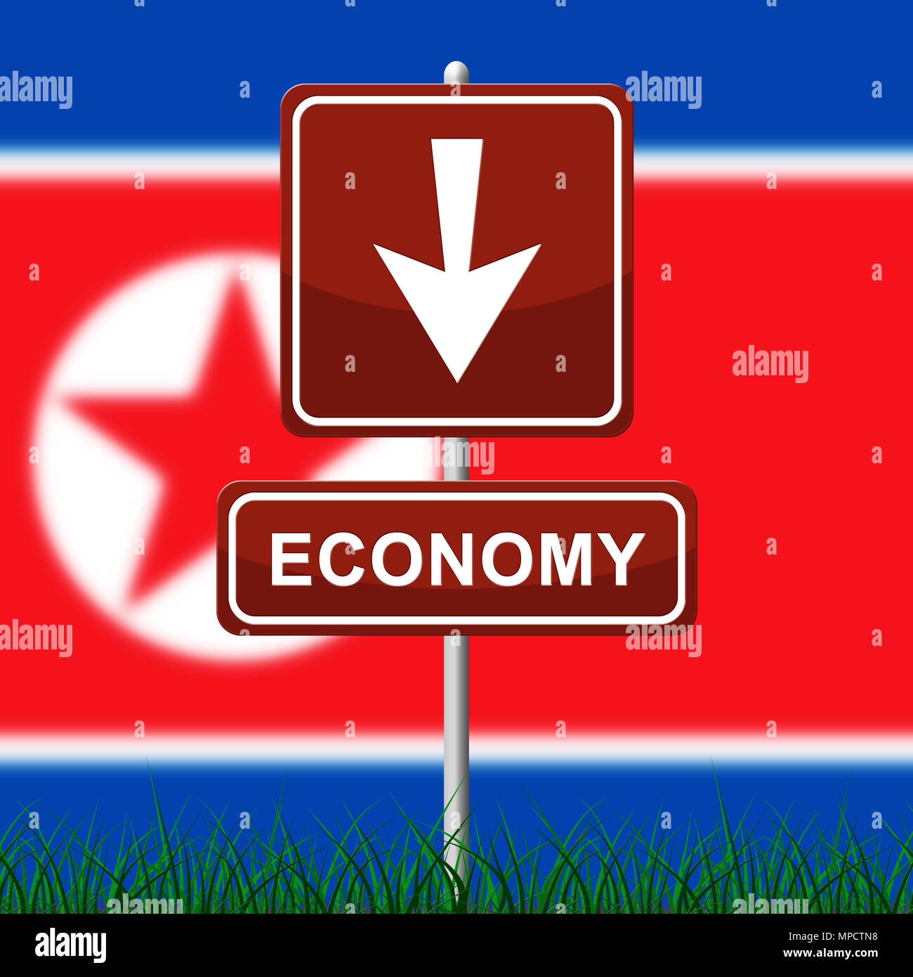 North Korean Dprk Failing Economy 3d Illustration. Shows Pyongyang ...