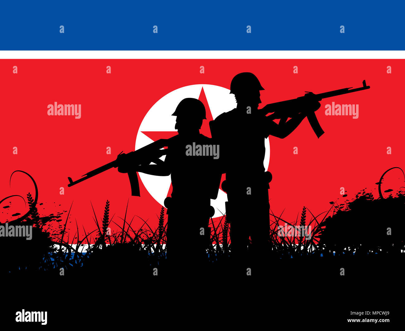 North Korean Military Soldiers At Night 3d Illustration. Korea Infantry ...