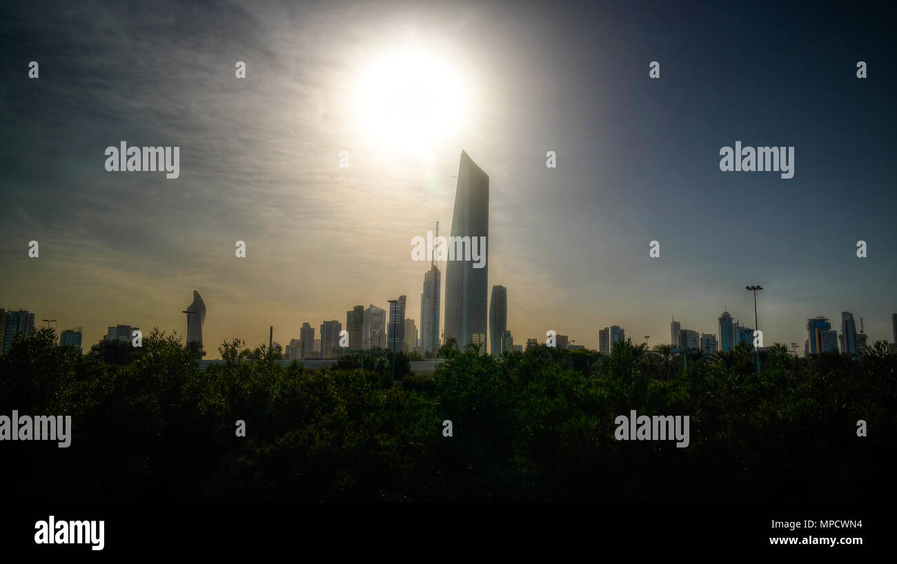 Cityscape of the Kuwait city under the sun in Kuwait Stock Photo - Alamy