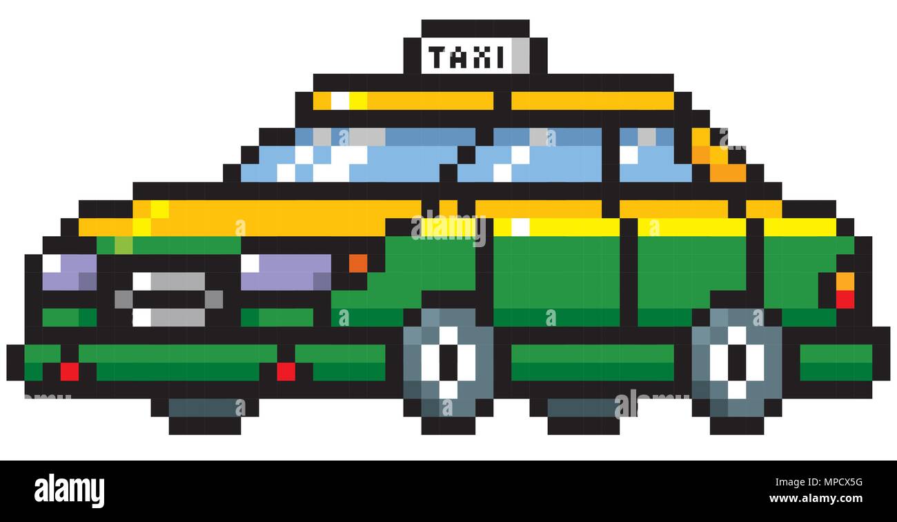 Vector illustration of Cartoon Taxi car - Pixel design Stock Vector ...