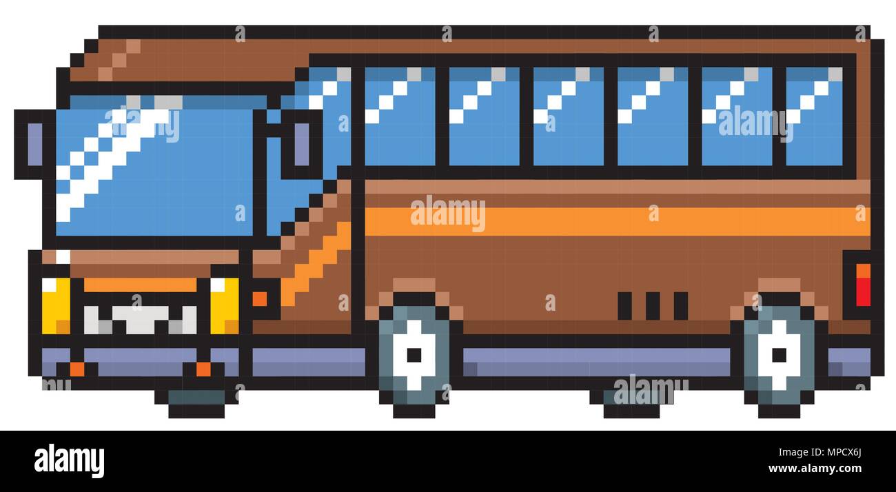 Vector illustration of cartoon Bus - Pixel design Stock Vector Image ...