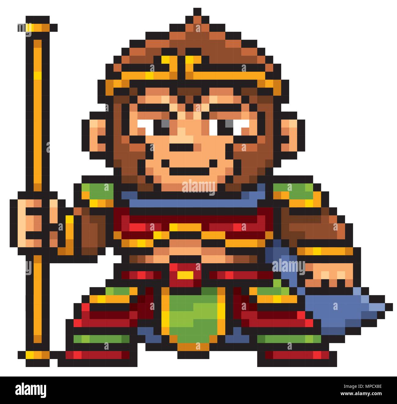 Vector illustration of Cartoon Monkey king - Pixel design Stock Vector ...