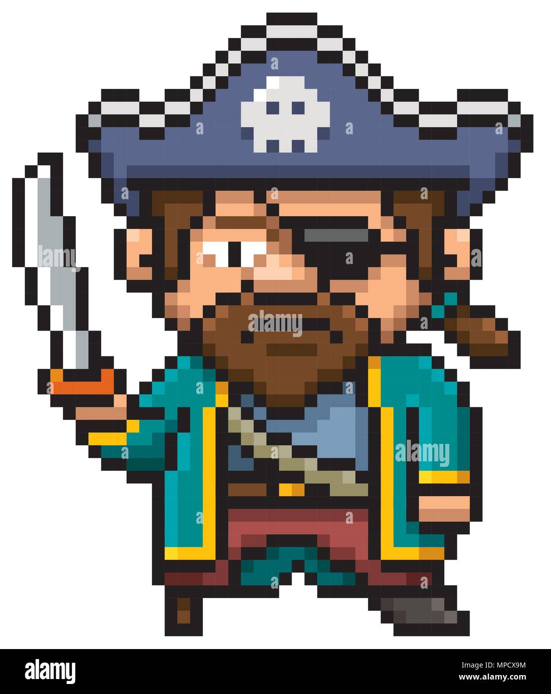 Vector illustration of Cartoon Pirate - Pixel design Stock Vector Image ...