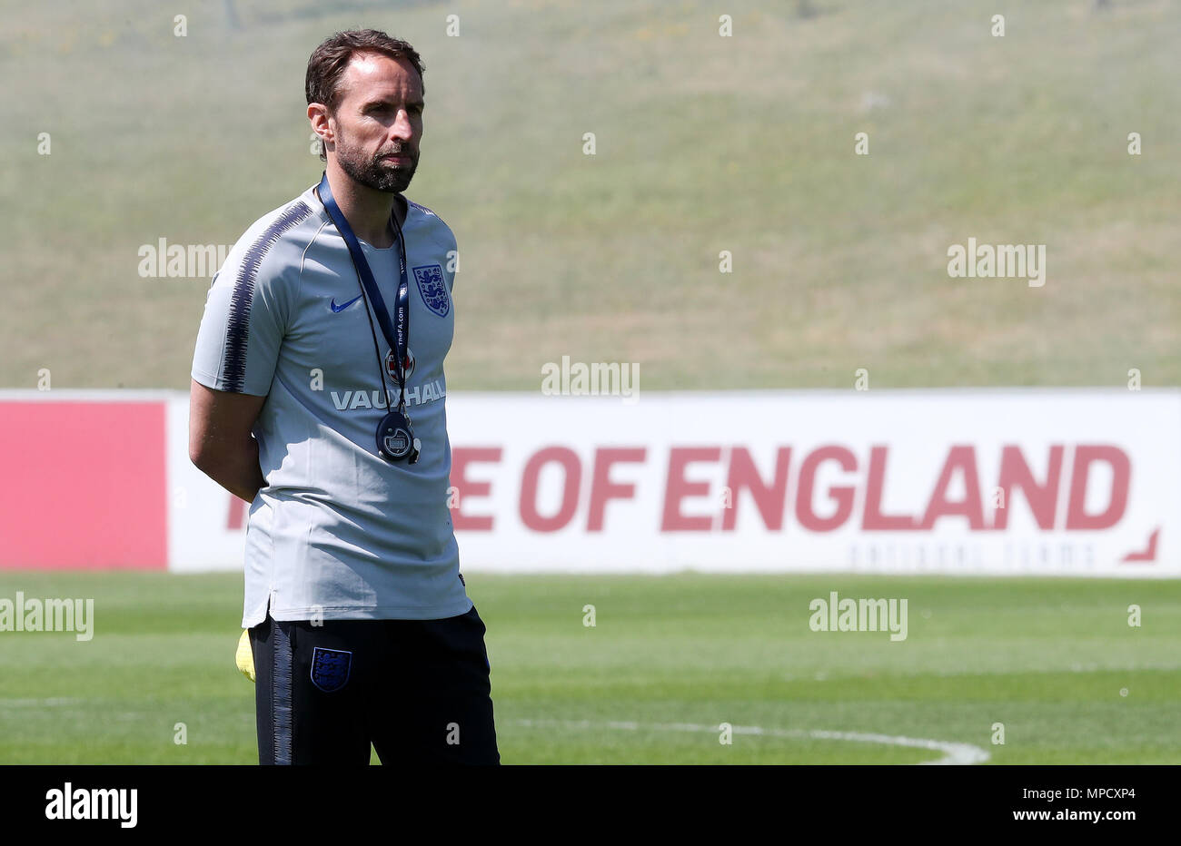 England manager Gareth Southgate during the training session at St ...