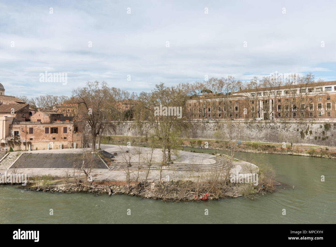 Horizontal picture of beautiful Tiber River located in Rome, Italy ...