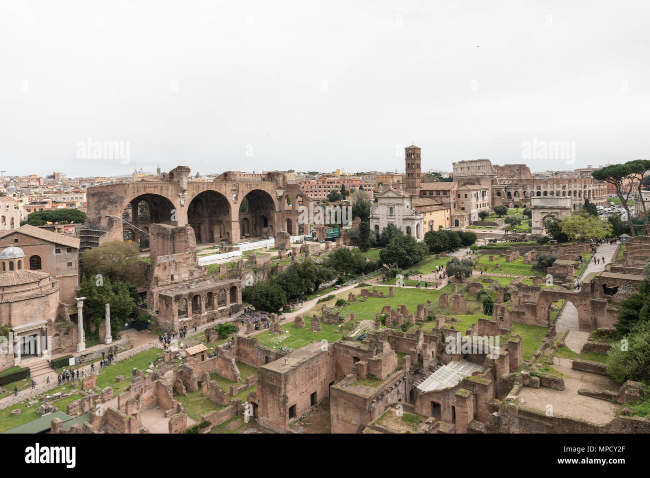 Horizontal picture of amazing view from the top of ruins of Roman ...