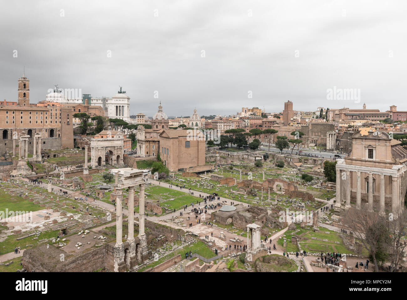 Wide angle picture of amazing view from the top of ruins from the ...