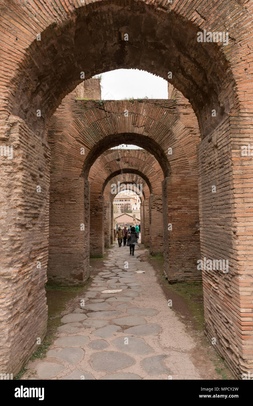 ROME, ITALY, MARCH 22, 2016: Vertical picture of old brick arches from ...