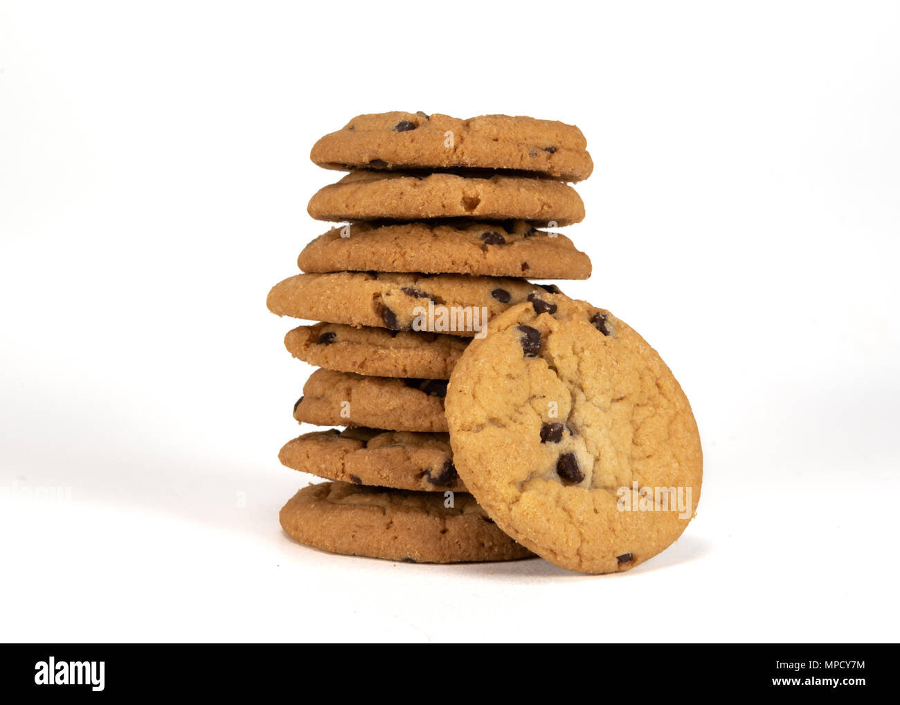 Tall Stack of Nine Cookies on White Stock Photo - Alamy