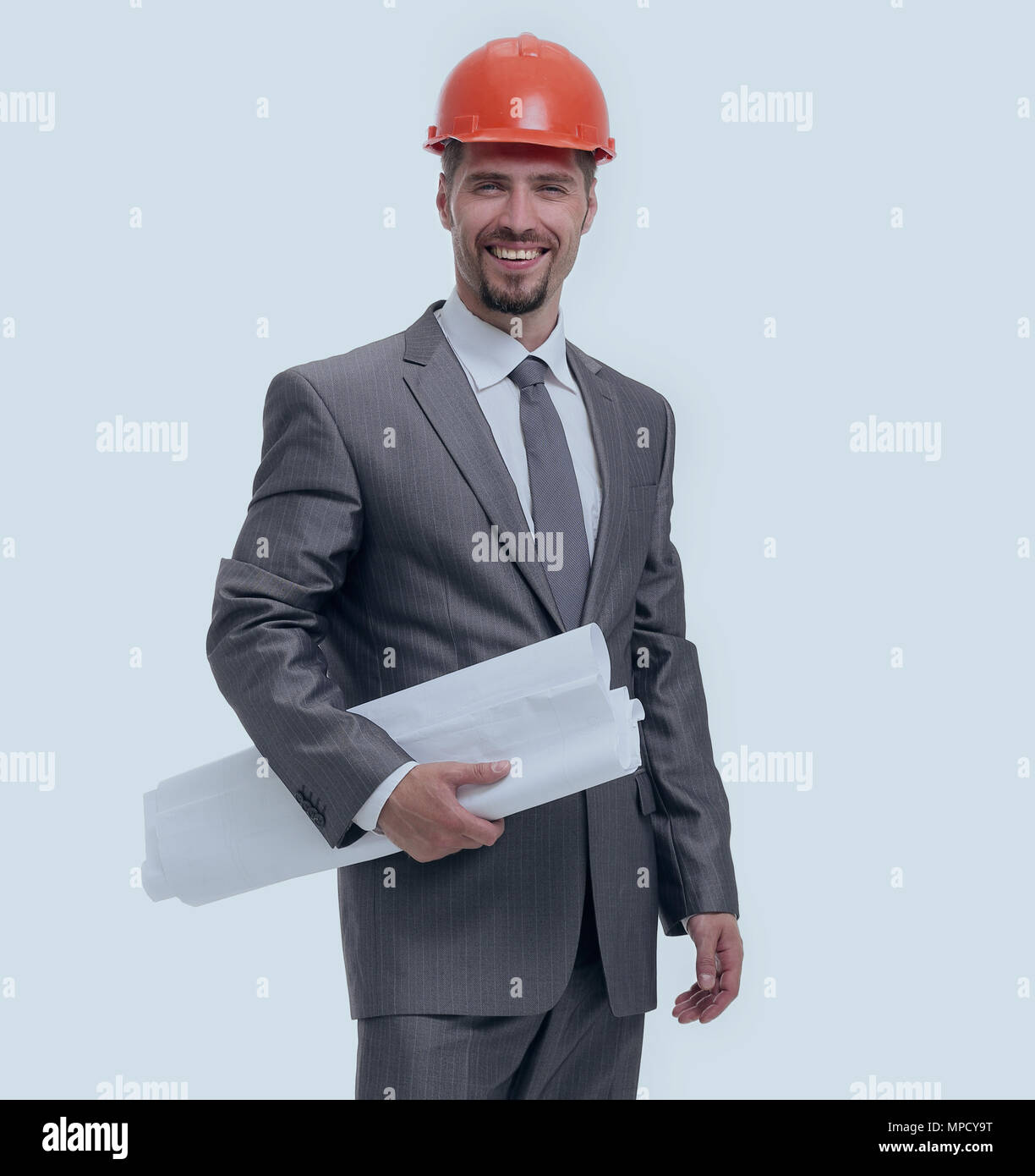 closeup.portrait of architect with blueprints Stock Photo - Alamy