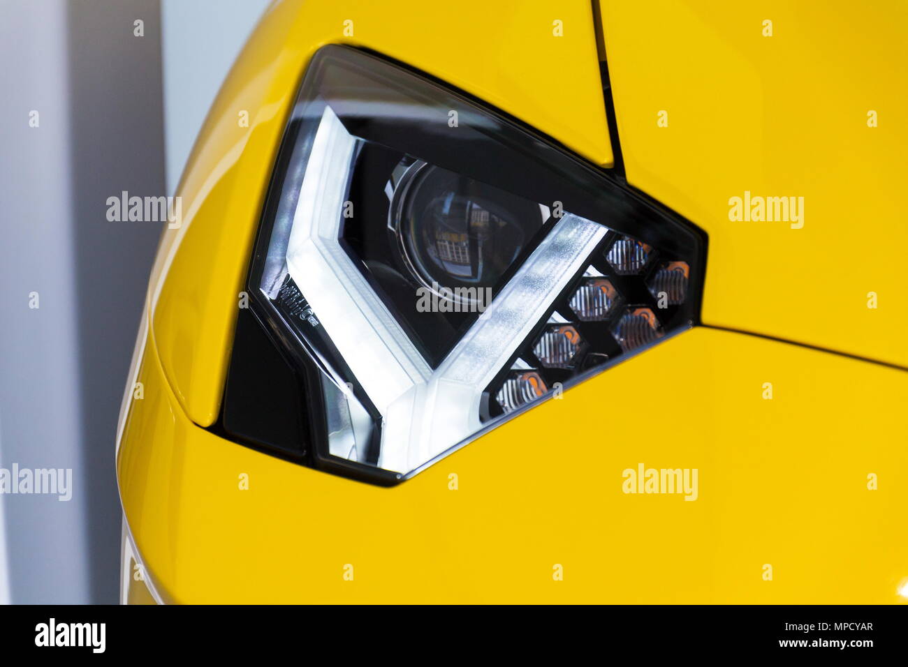 Headlight detail on sports car, Lamborghini Aventador S coupe Stock ...