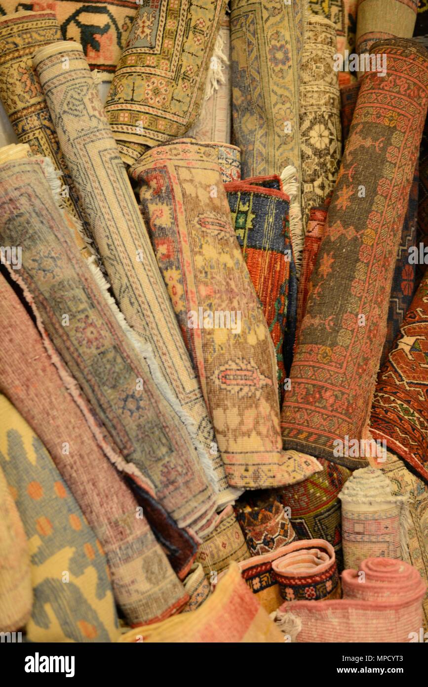 Colourful Turkish materials and clothes and merchandise Stock Photo - Alamy