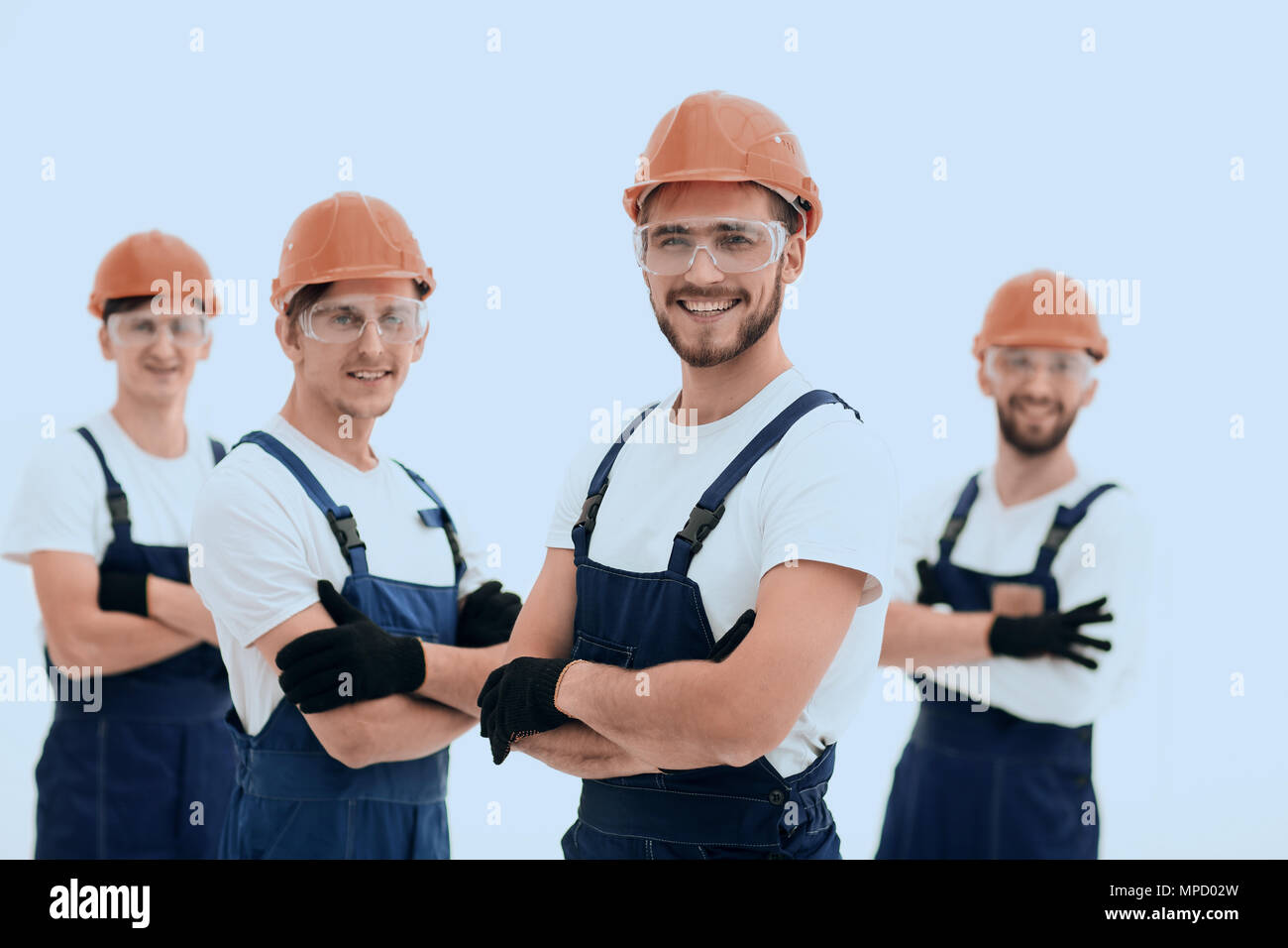 foreman and construction team isolated on white Stock Photo - Alamy