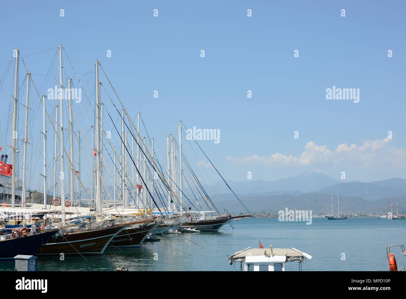 Boats and yachts at Fethiye harbour Stock Photo - Alamy