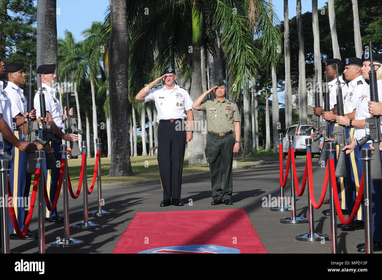 U.S. Army Pacific Commanding General, Gen. Robert Brown (left), and ...