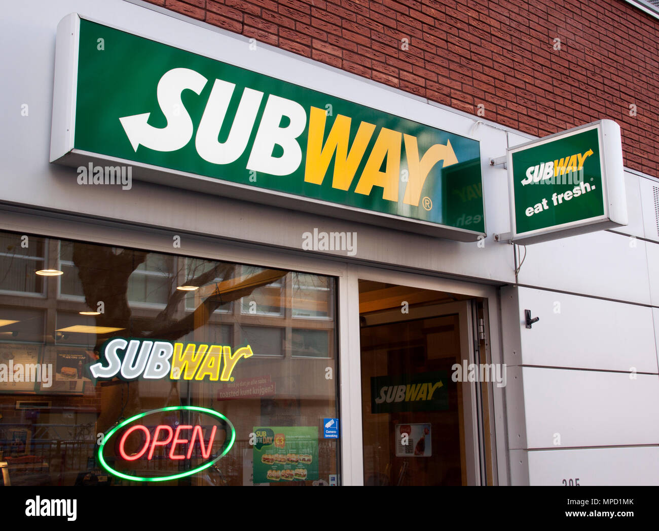the Hague, Netherlands-november 24, 2015: facade of the subway ...
