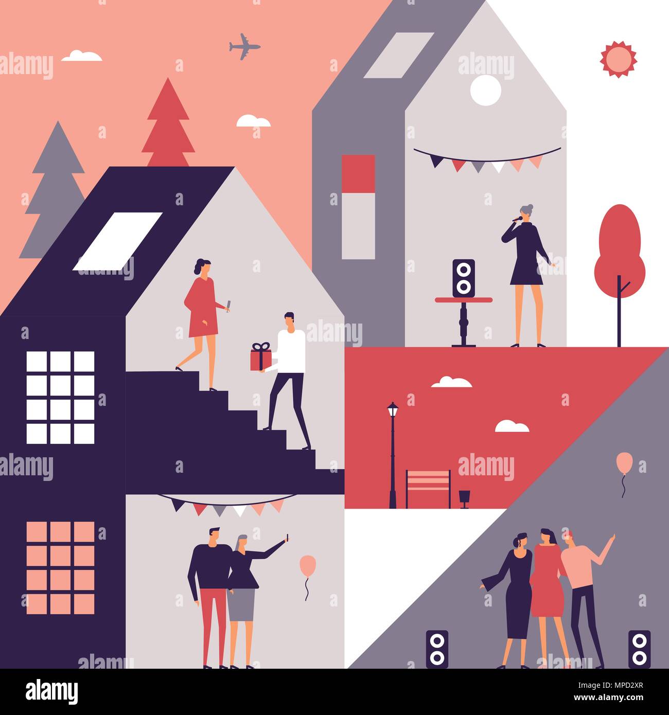 Party - flat design style conceptual illustration Stock Vector Image ...