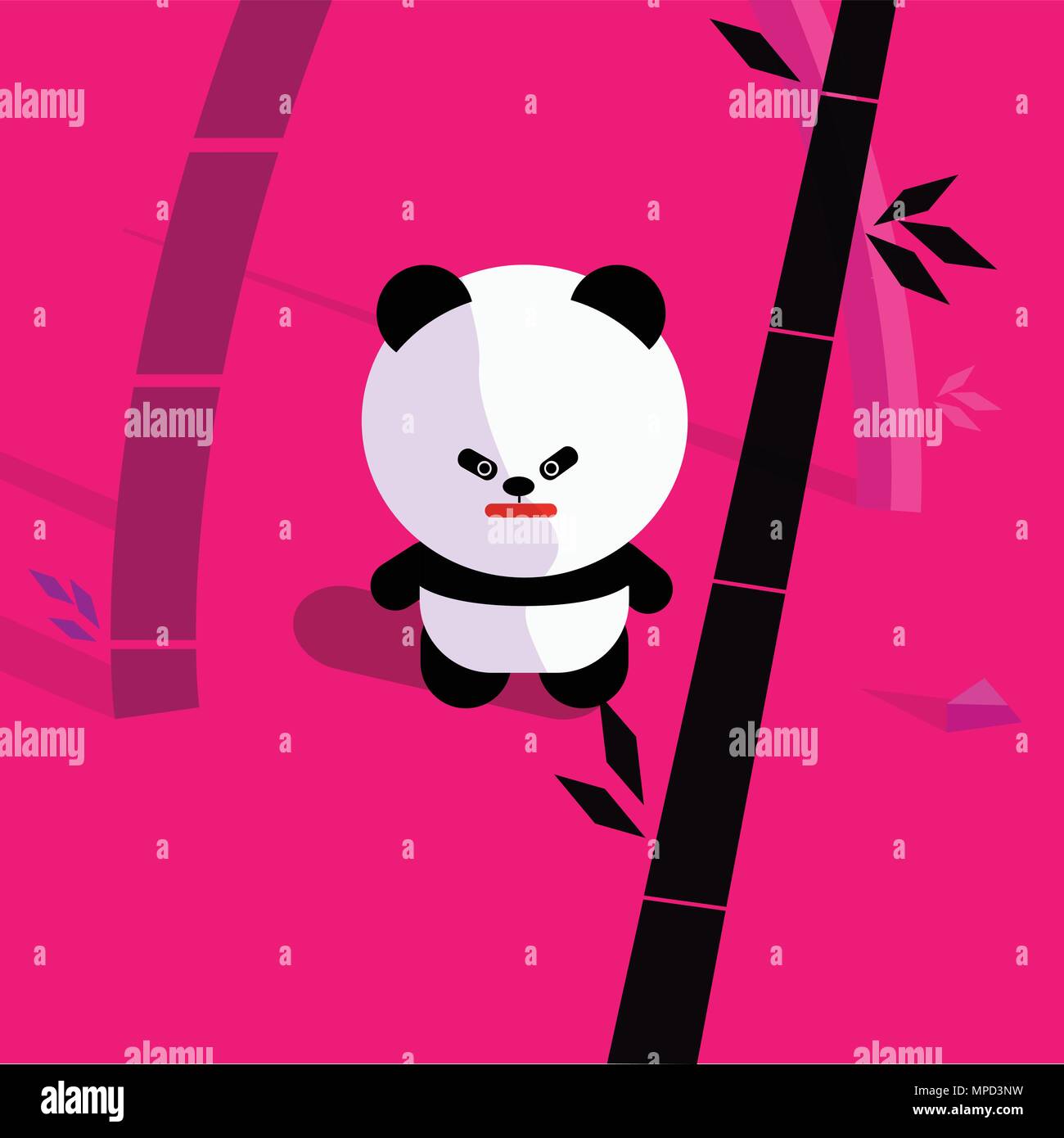 cute cartoon panda in bamboo forest vector illustration.Design panda ...