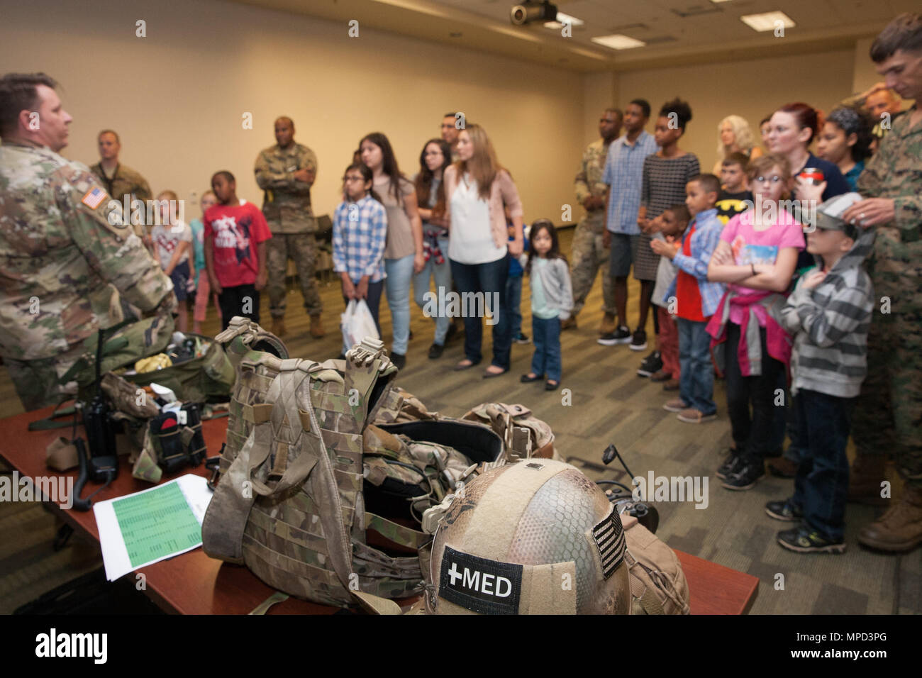 A U.S. Army medic with Special Operations Command South presents ...